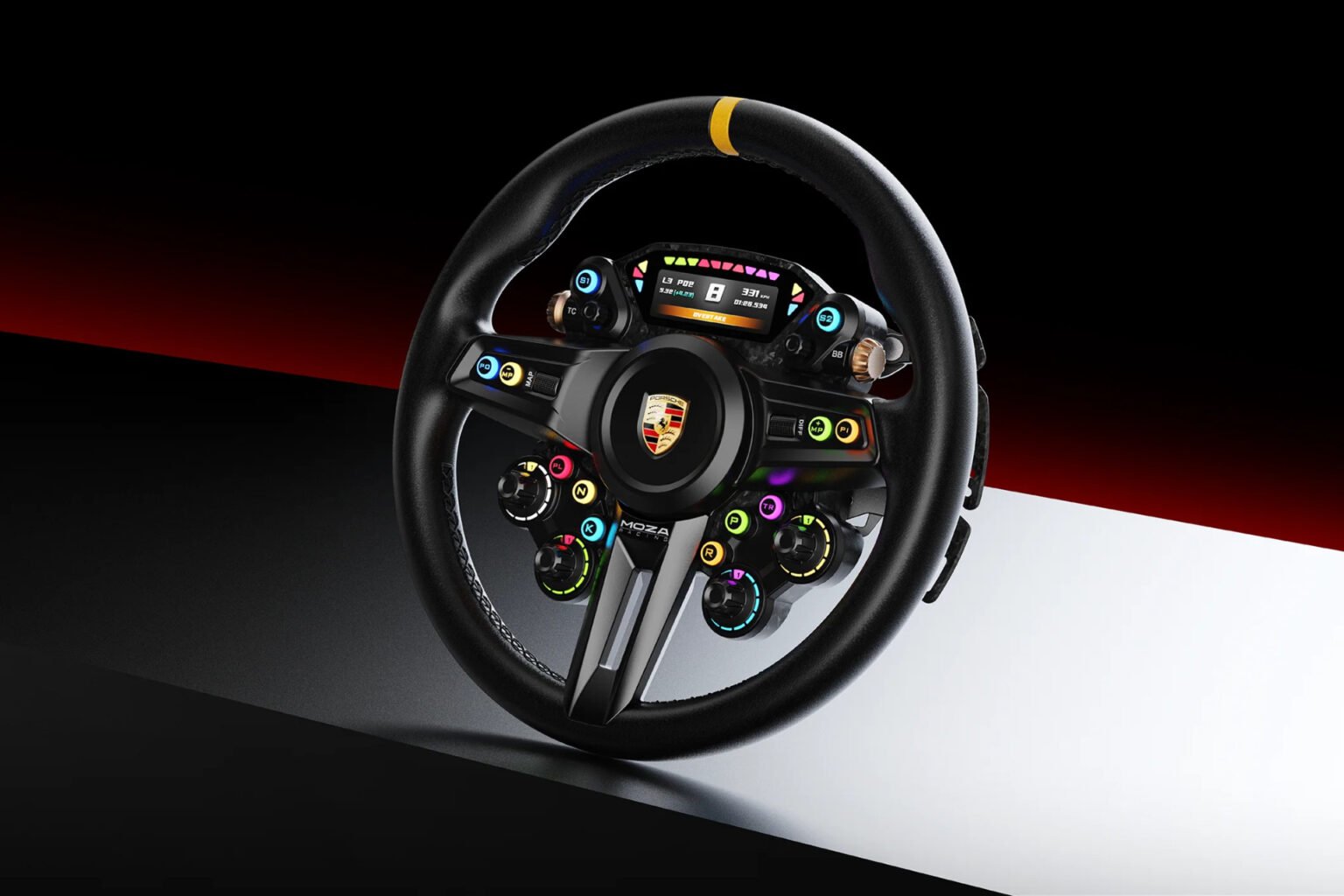 Moza shows sleek new Porsche-themed steering wheel