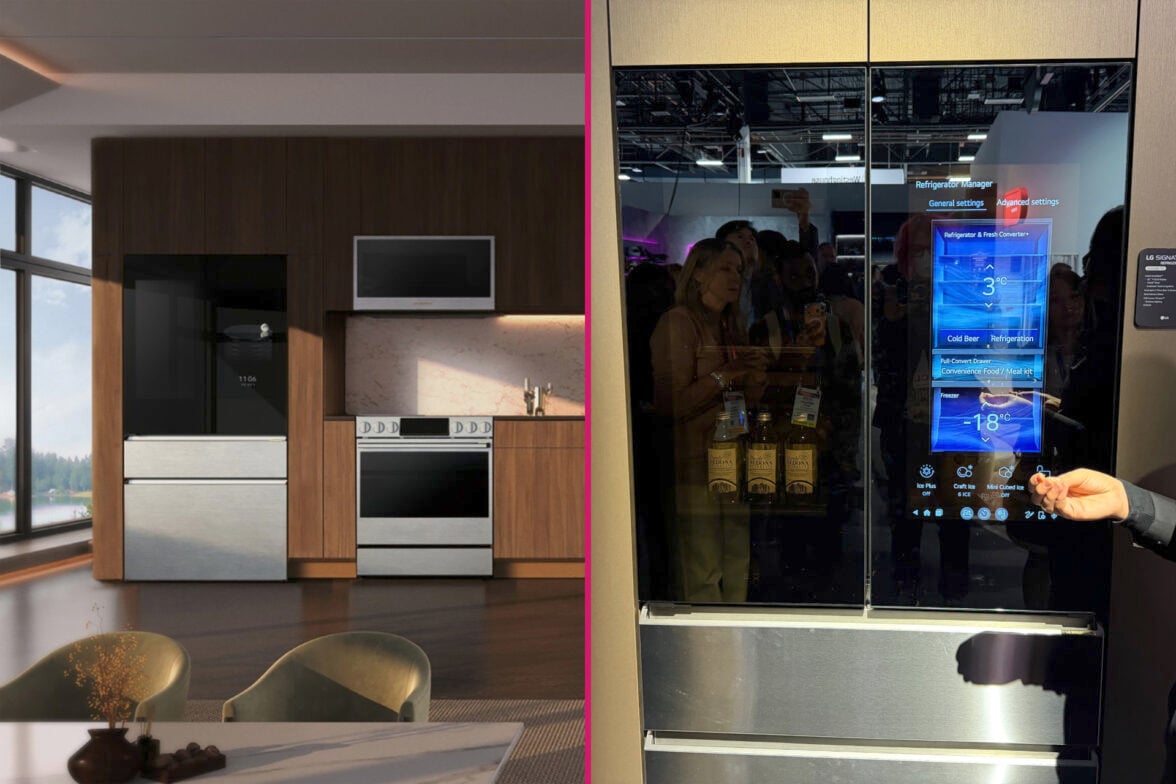 LG Is just showing off now with a transparent OLED on its fridge